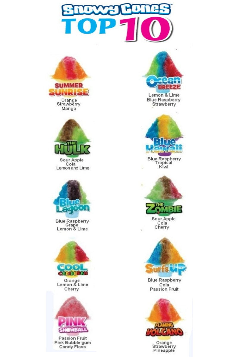 Snowycones famous top 10 menus